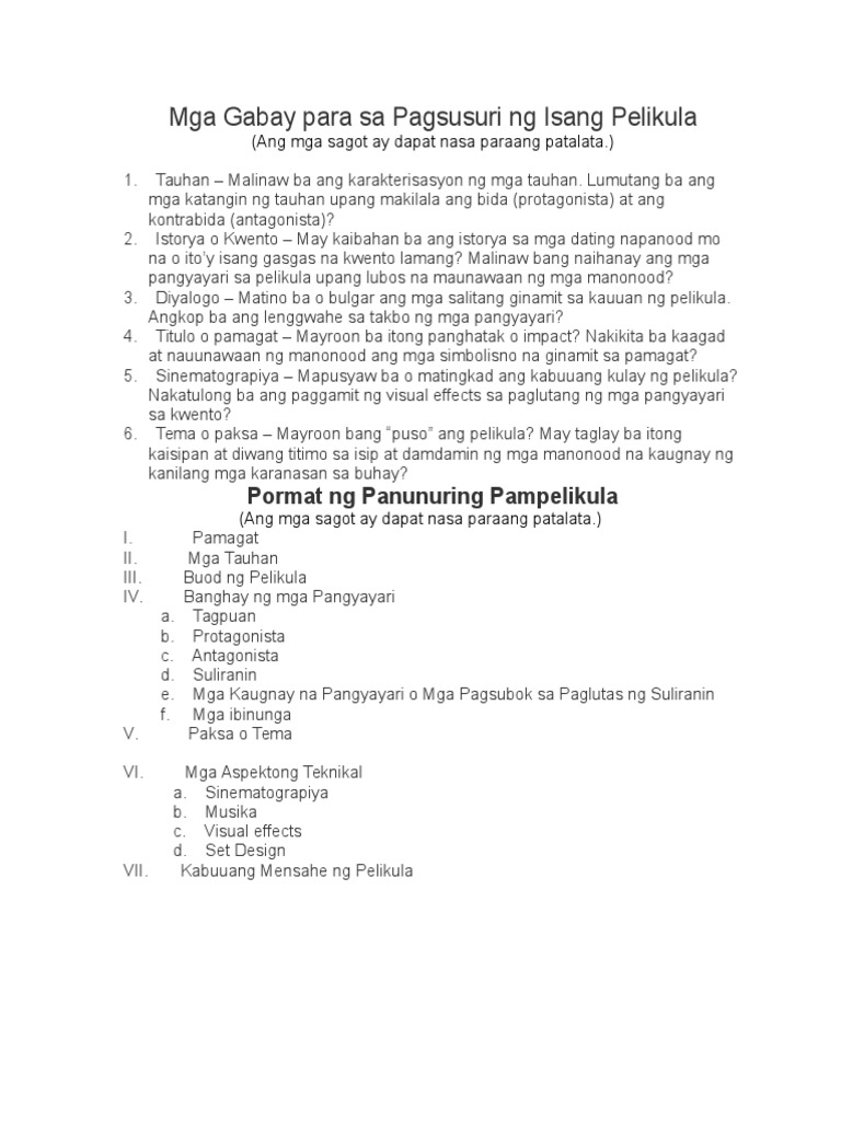 Pagsusuri Ng Pelikula