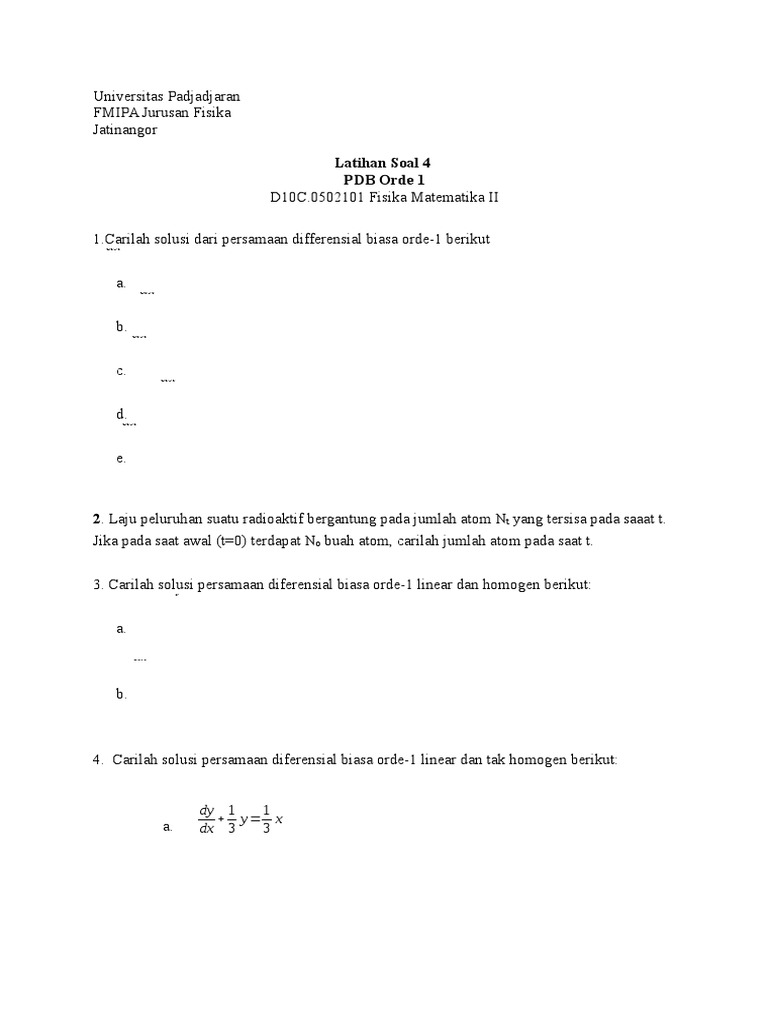 Soal Latihan PDB Orde-1 | PDF