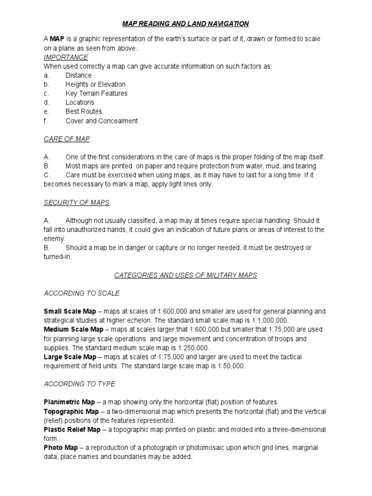 Importance: Map Reading and Land Navigation | PDF | Map | Topography