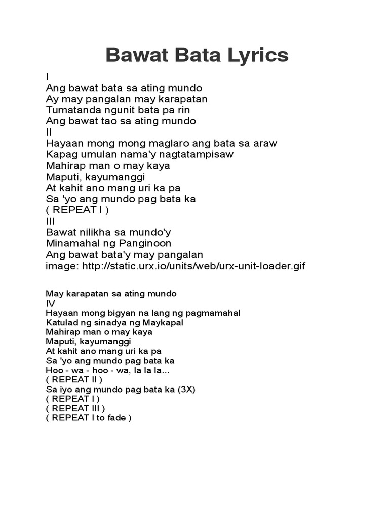 Bawat Bata Lyrics | PDF