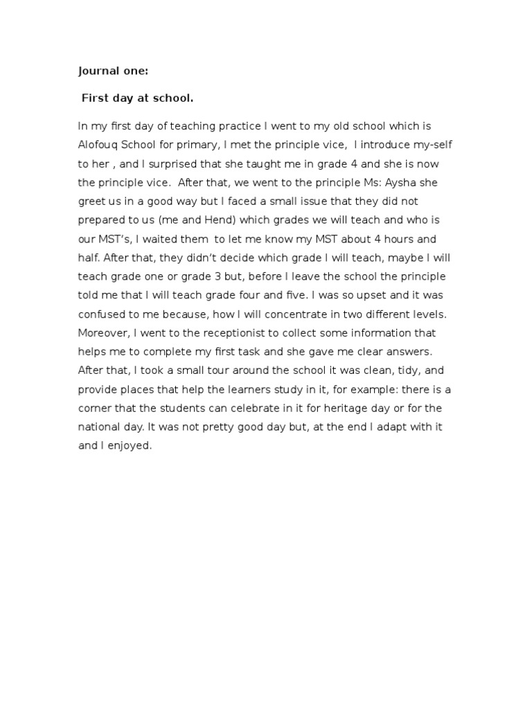 First Day of Teaching Practice Insights | PDF | Self-Improvement | Wellness