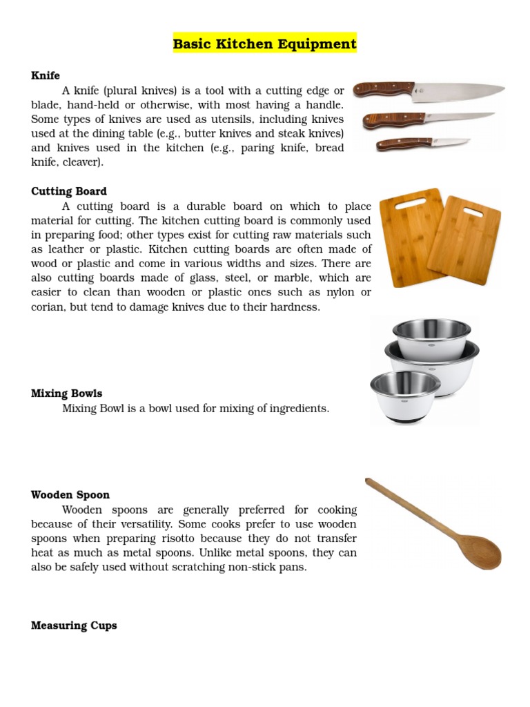 Basic Kitchen Equipment Final | PDF | Mixer (Cooking) | Fire Sprinkler ...