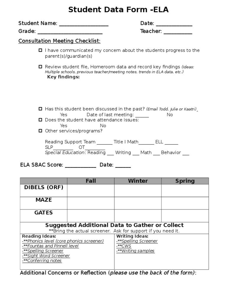 Child Study Form 2016-17 | PDF | Educational Assessment | Special Education