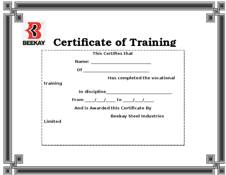 Training Certificate Template | PDF