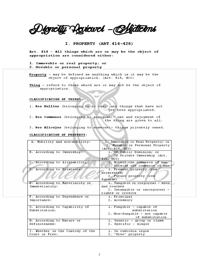 Classification and Analysis of Property Law Concepts | PDF | Ownership ...