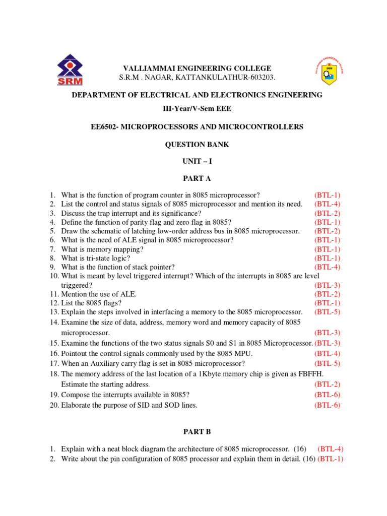 EE6502-Microprocessors and Microcontrollers | PDF | Microcontroller | Electrical Engineering