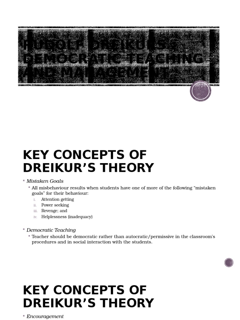Dreikurs' Democratic Classroom Management | PDF | Classroom | Teachers