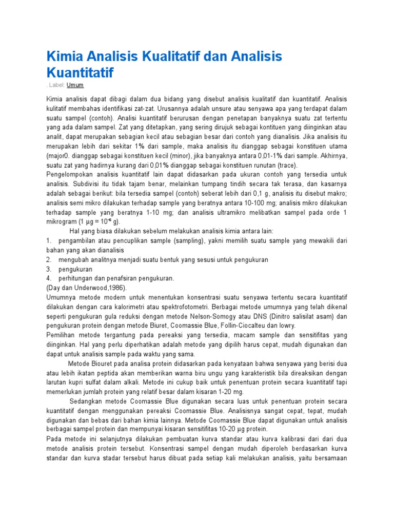 Kimia Analisis Kualitatif Dan Analisis Kuantitatif | PDF