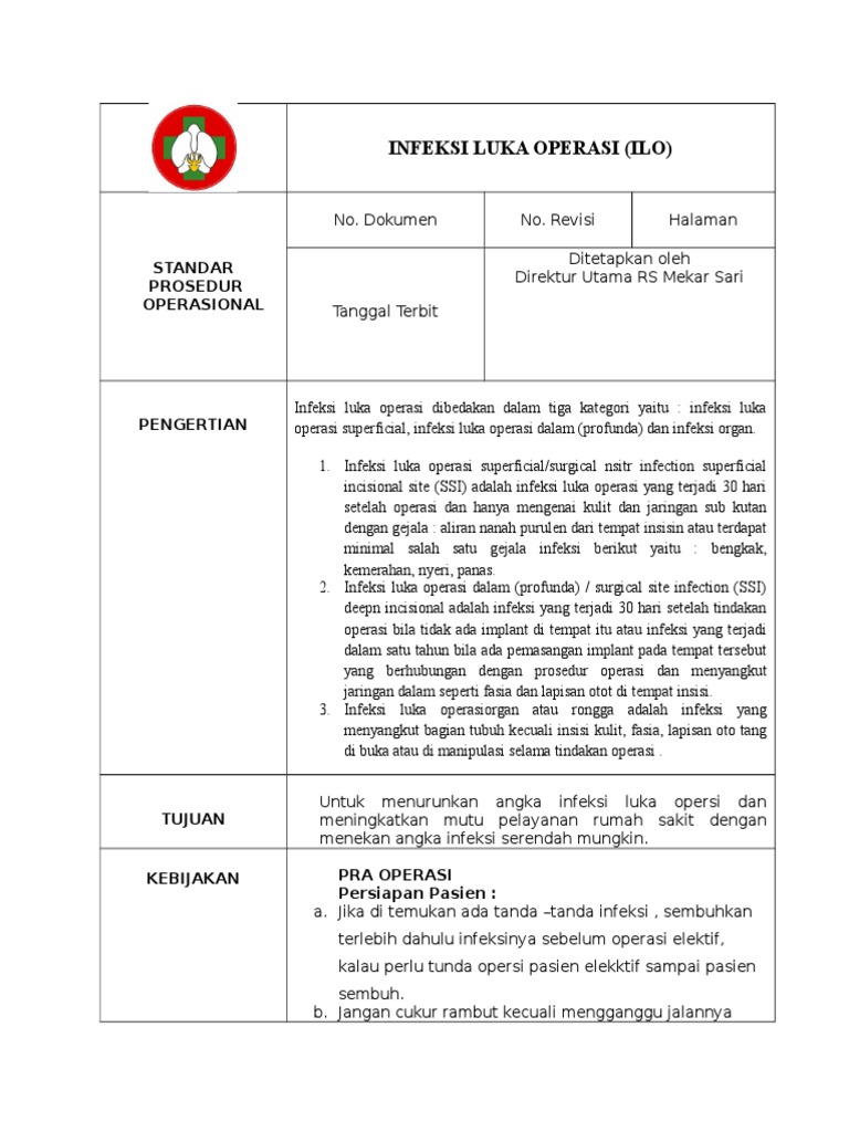 Spo Infeksi Luka Operasi | PDF | Kesehatan Holistik | Sains & Matematika