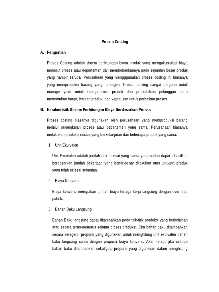Proses Costing | PDF