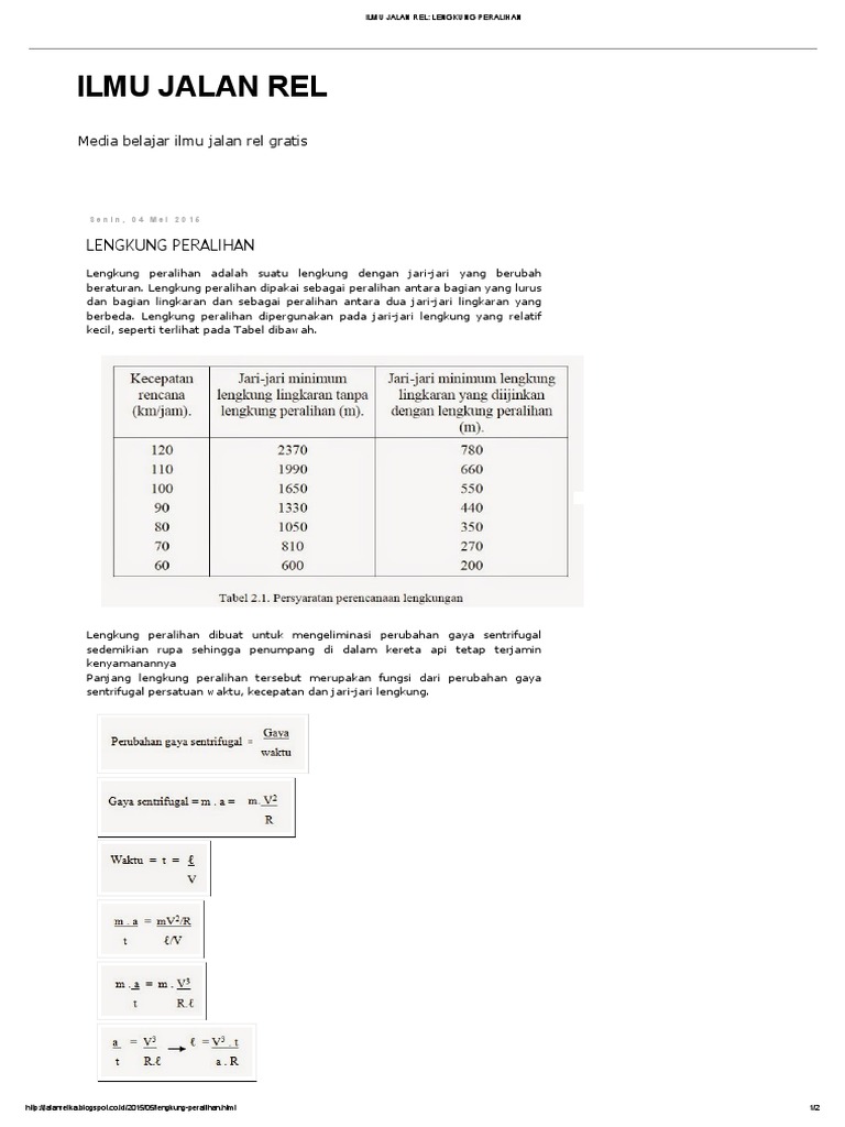 Rumus Lengkung Peralihan Rel | PDF