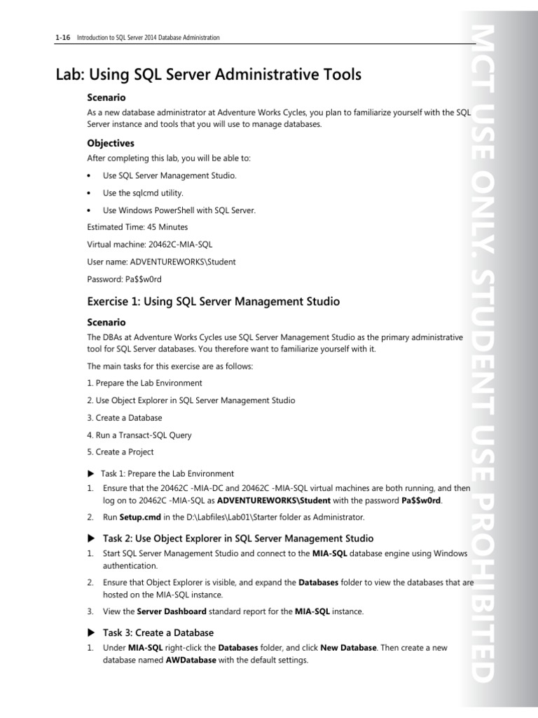 Lab01 | PDF | Microsoft Sql Server | Command Line Interface