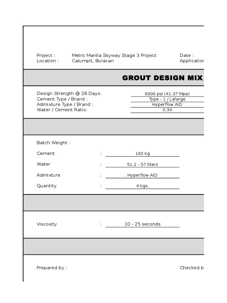 Grout Mix Design | PDF