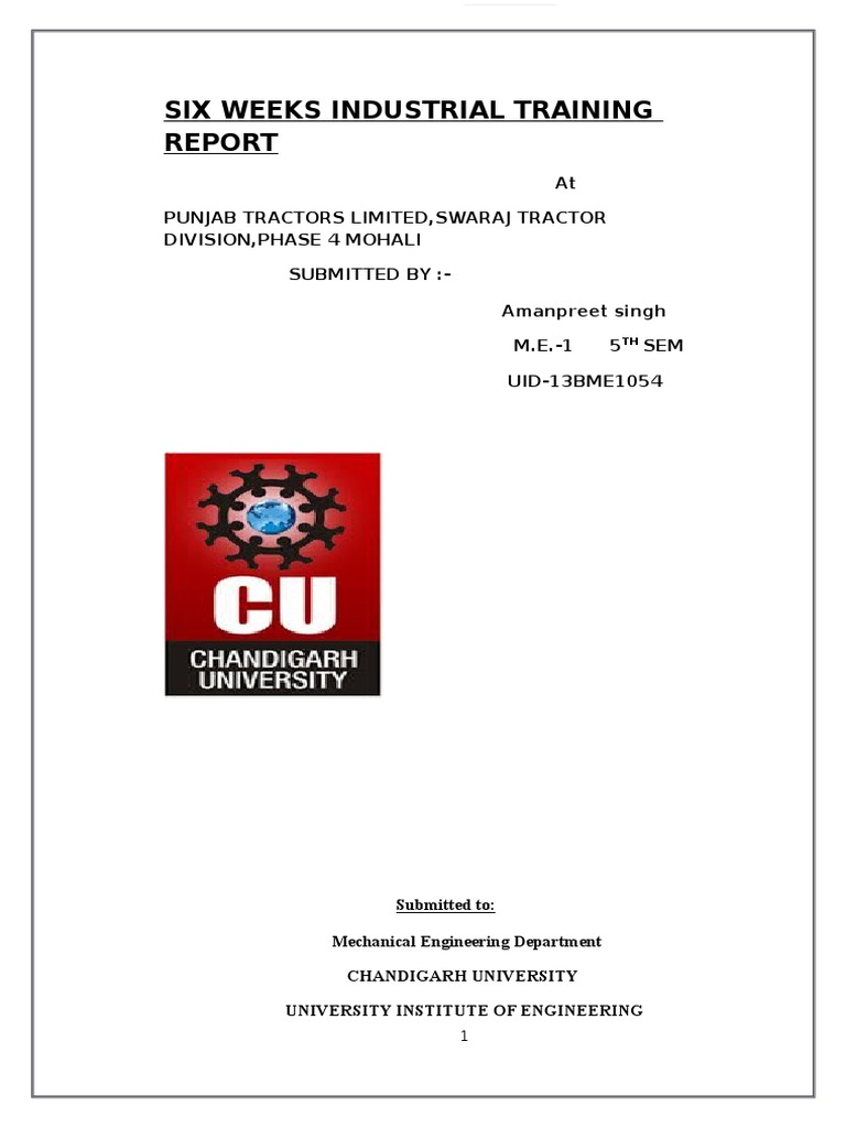 Six Week Industrial Training Report - 1466406478763 | PDF | Numerical Control | Machining