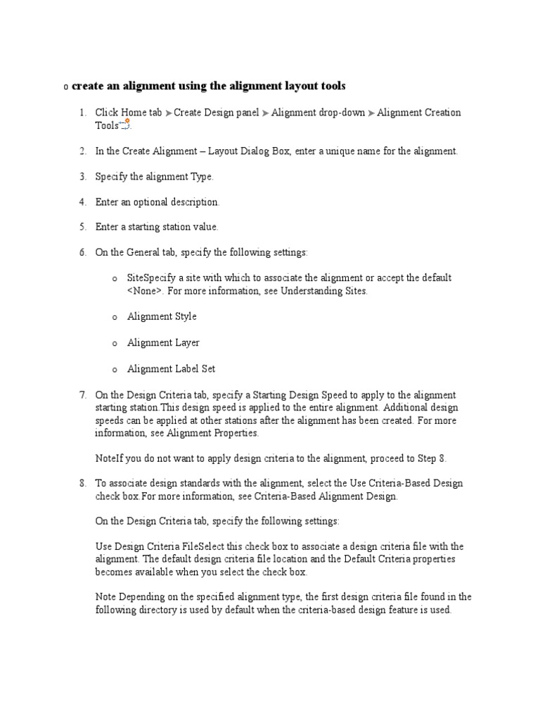 Create An Alignment Using The Alignment Layout Tools | PDF | Auto Cad ...