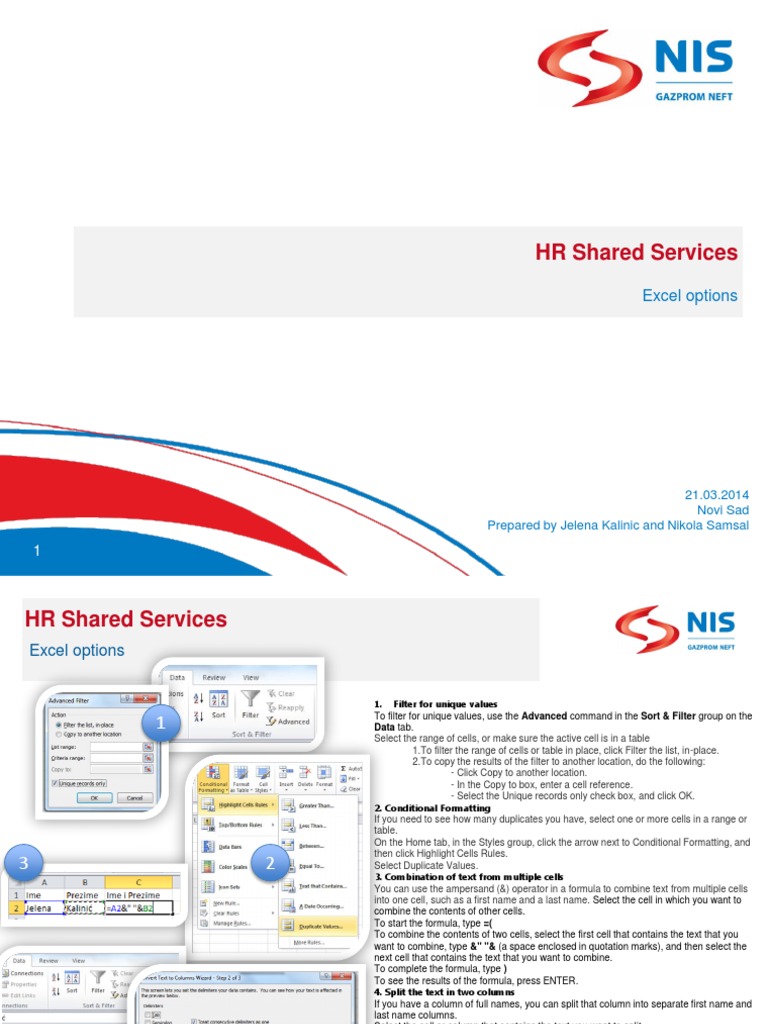 HR Shared Services: Excel Options | PDF