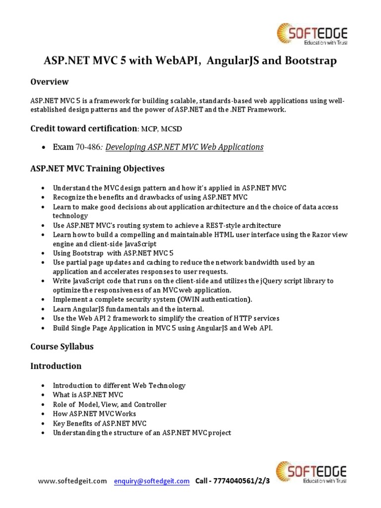 MVC 5 | PDF | Angular Js | Model–View–Controller