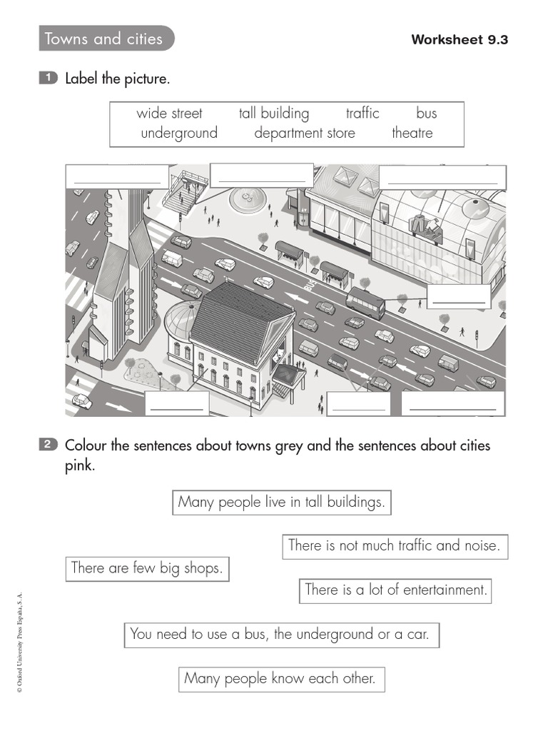 Towns and Cities: Worksheet 9.3 | PDF