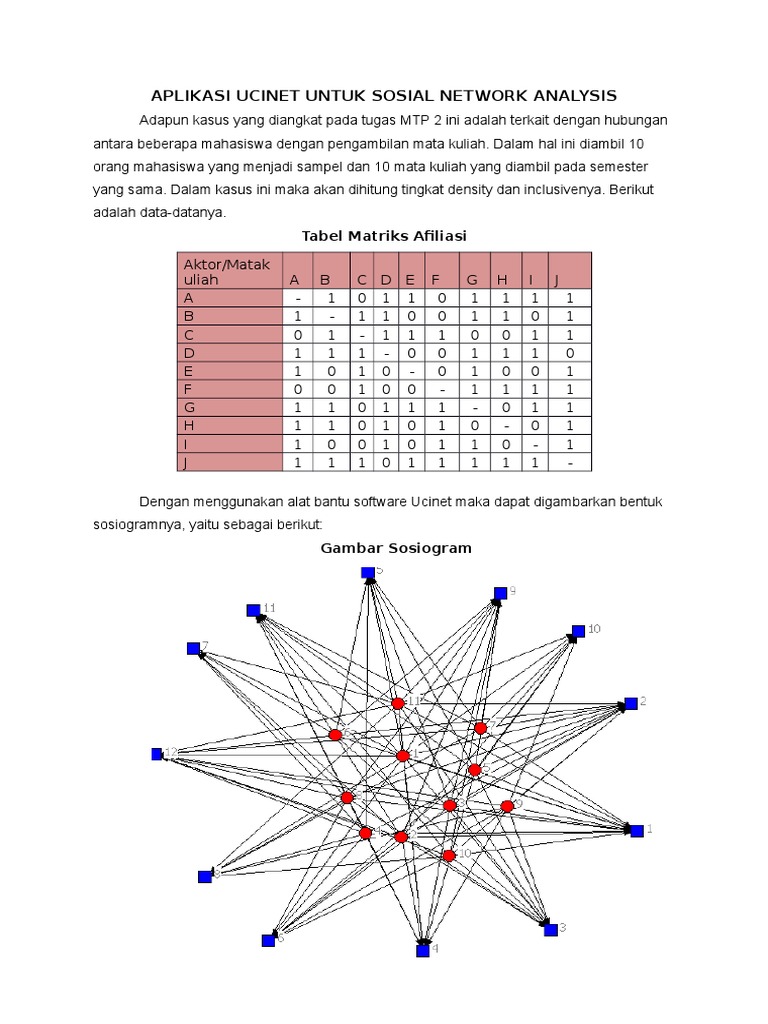 Aplikasi Ucinet Untuk Sosial Network Analysis | PDF