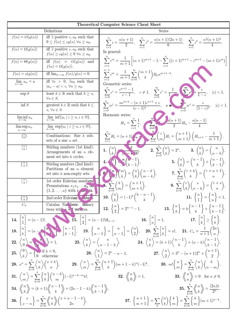 Computer Science Formulas PDF | PDF | Vertex (Graph Theory) | Trigonometric Functions