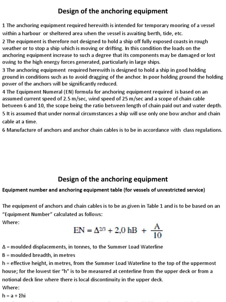 Design of The Anchoring Equipment | PDF | Anchor | Ships