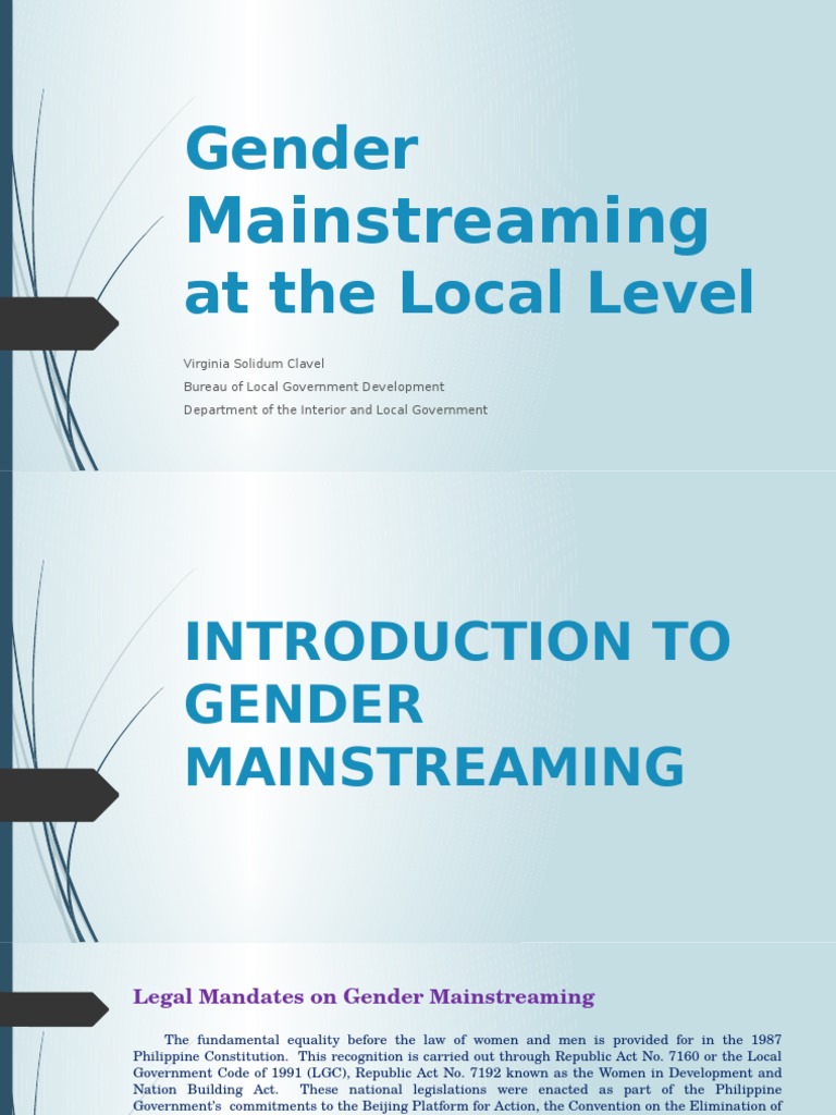 Gender Mainstreaming at The Local Level | PDF | Gender Mainstreaming | Gender And Development