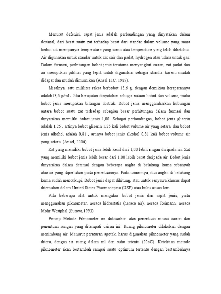 Dasar Teori Penentuan Bobot Jenis | PDF