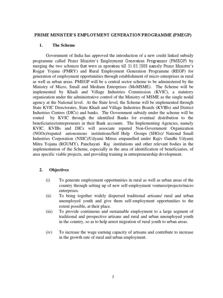 New PMEGP Guidelines PDF | PDF
