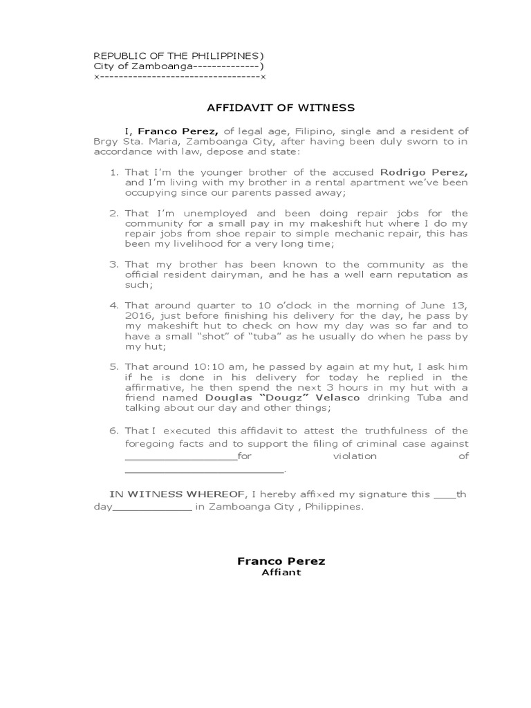 Affidavit of Witness Franco | PDF