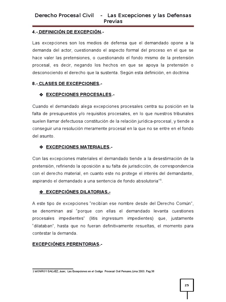 Excepciones Procesales y Defensas Previas Lucesssssssssssssssssssss ...