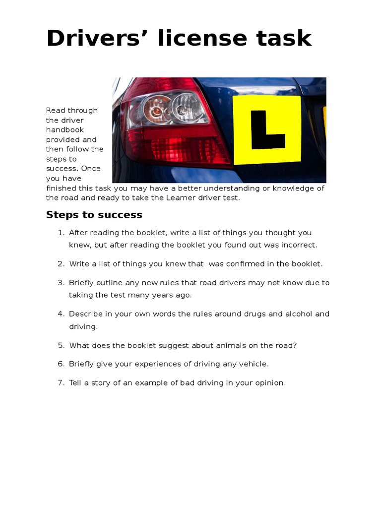 Drivers Licence Task | PDF | Career & Growth