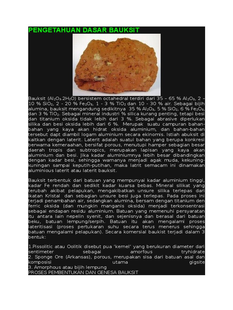 Pengetahuan Dasar Bauksit | PDF