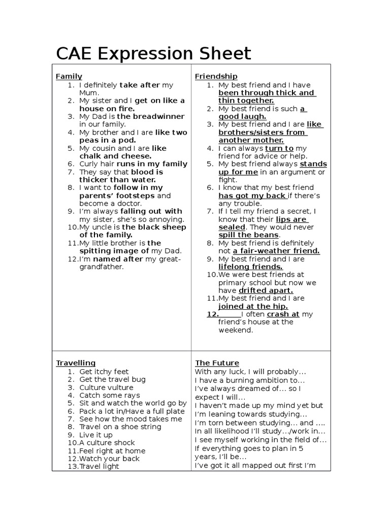 Cae Expressions For Speaking Part 1 | PDF