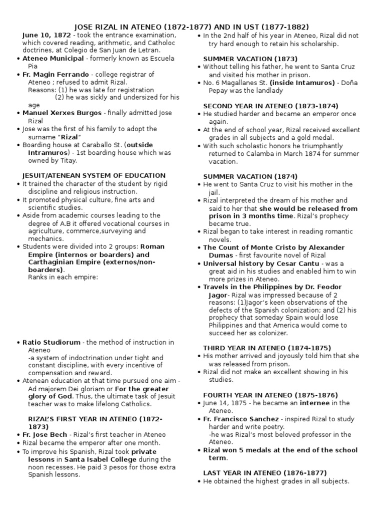 Jose Rizal in Ateneo | PDF