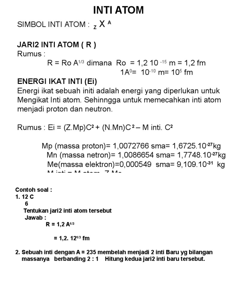 Rumus Inti Atom | PDF