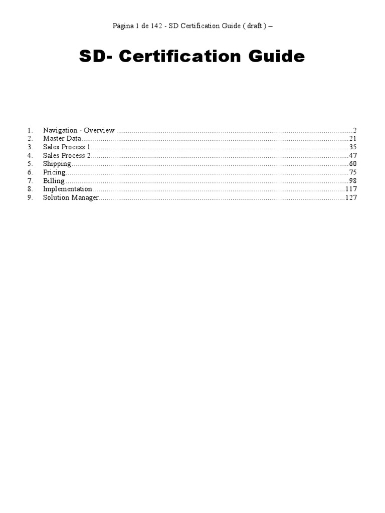 SD Certification Guide | PDF | Invoice | Sales