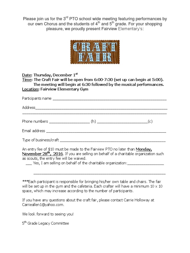 Craft Fair Application 2016 | PDF