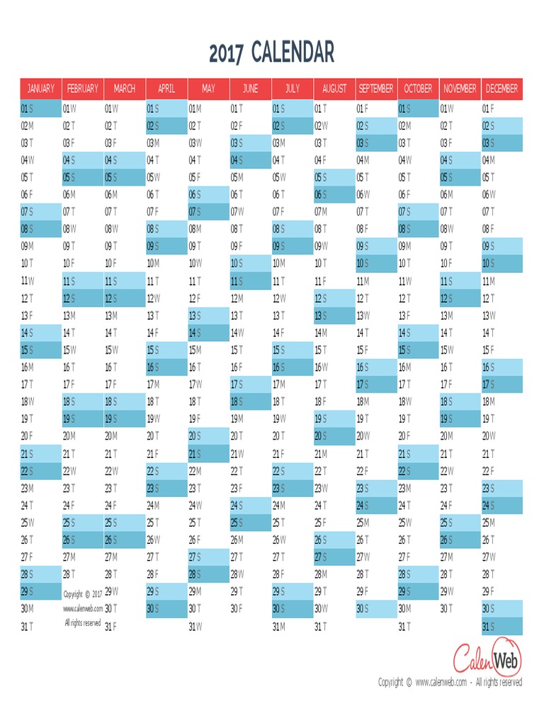 2017 Yearly Calendar | PDF