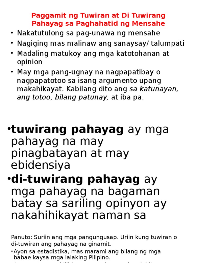 Tuwiran at Di Tuwirang Pahayag | PDF