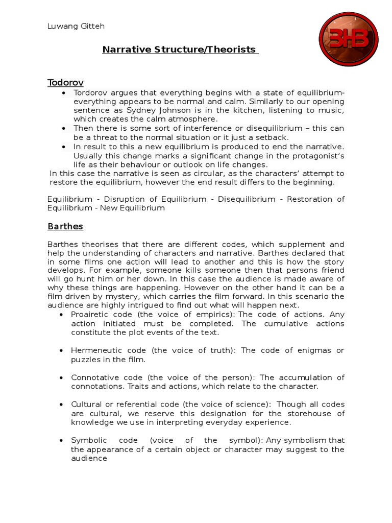 Todorov: Narrative Structure/Theorists | PDF