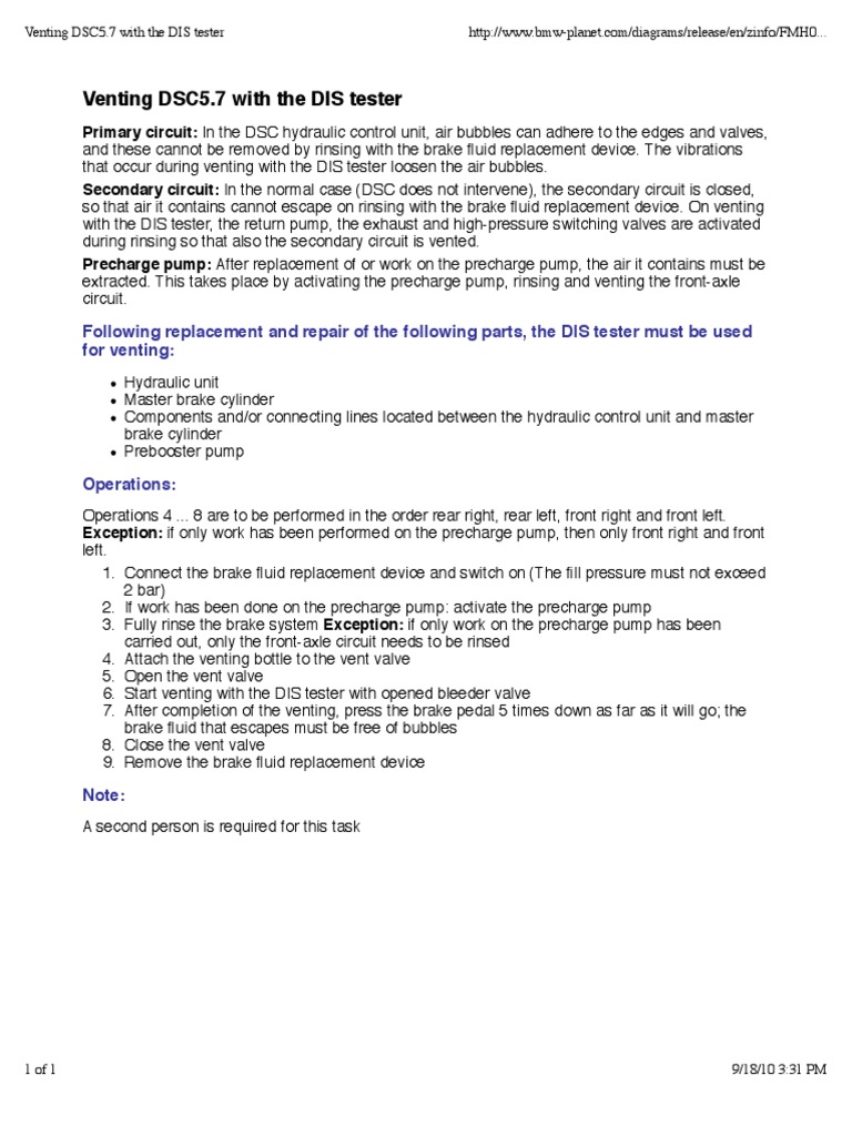 Venting DSC5.7 With The DIS Tester | PDF
