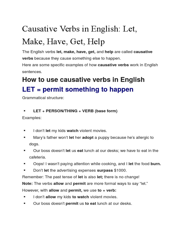 Causative Verbs in English | PDF | Verb | Rules