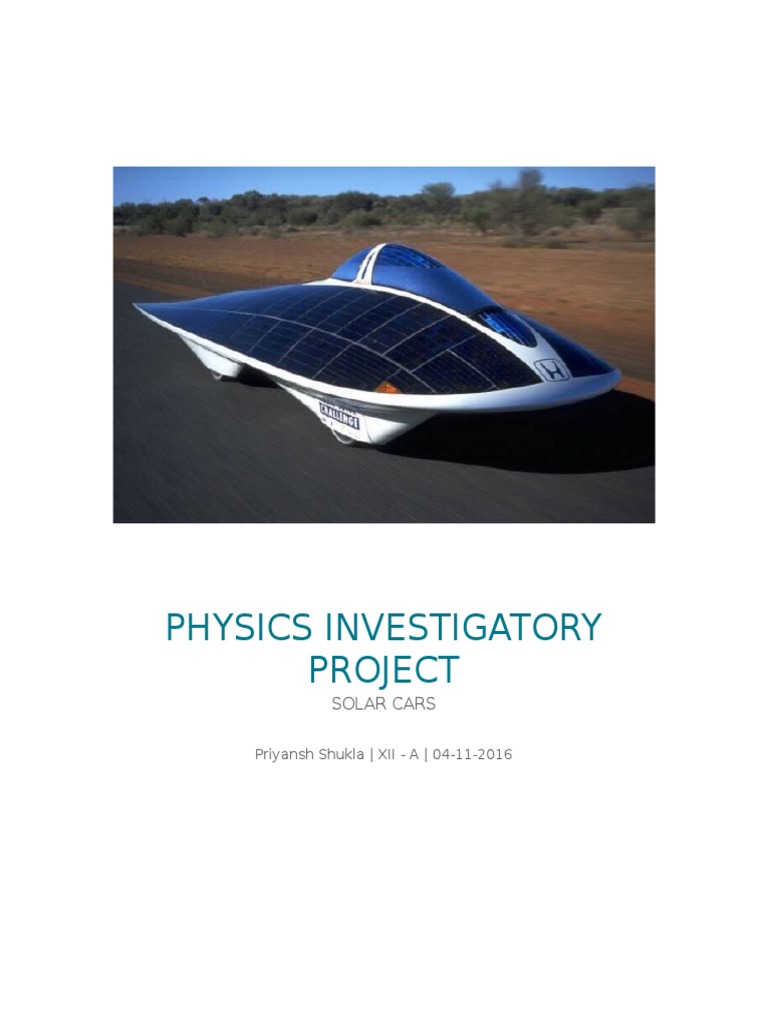 Solar Car Project Overview and Benefits | PDF