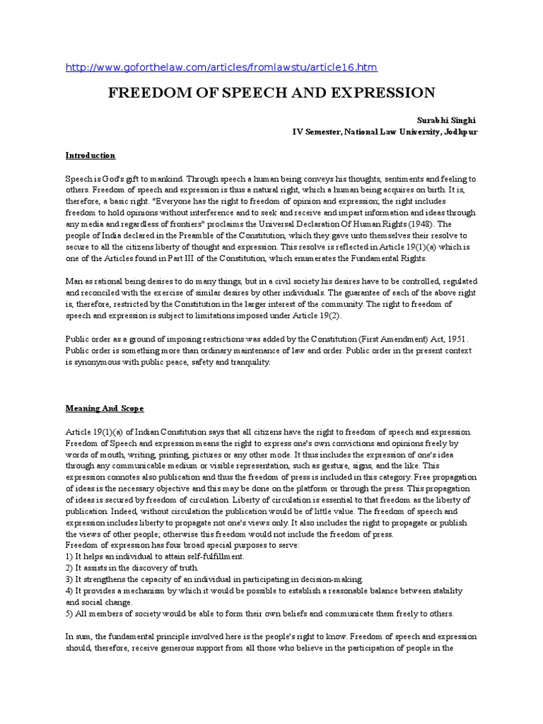 Freedom of Speech | Download Free PDF | Freedom Of Speech | Defamation