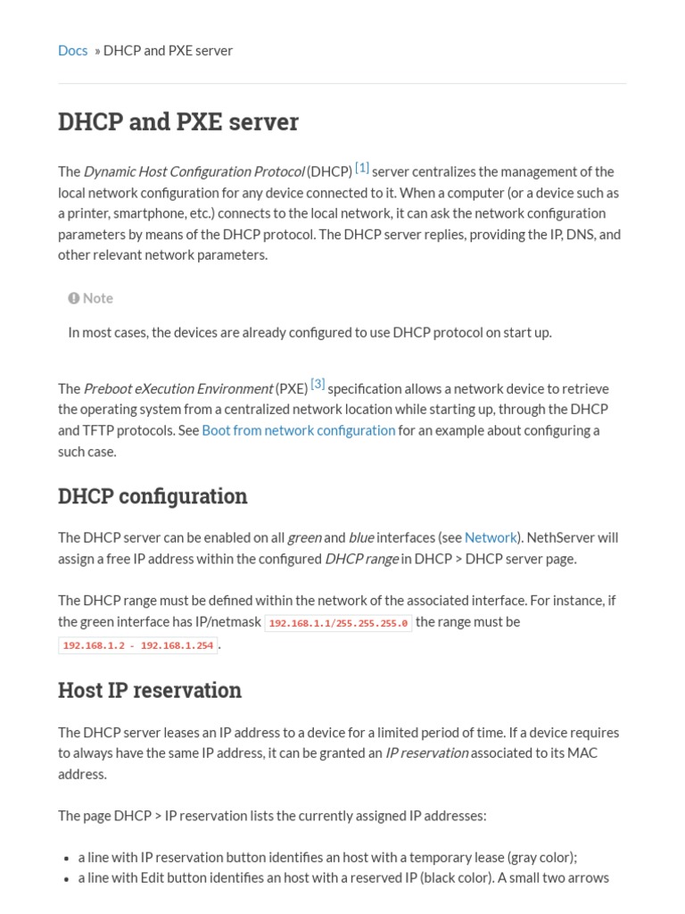 DHCP and PXE Server - NethServer 6 | PDF | Internet Standards | Ip Address