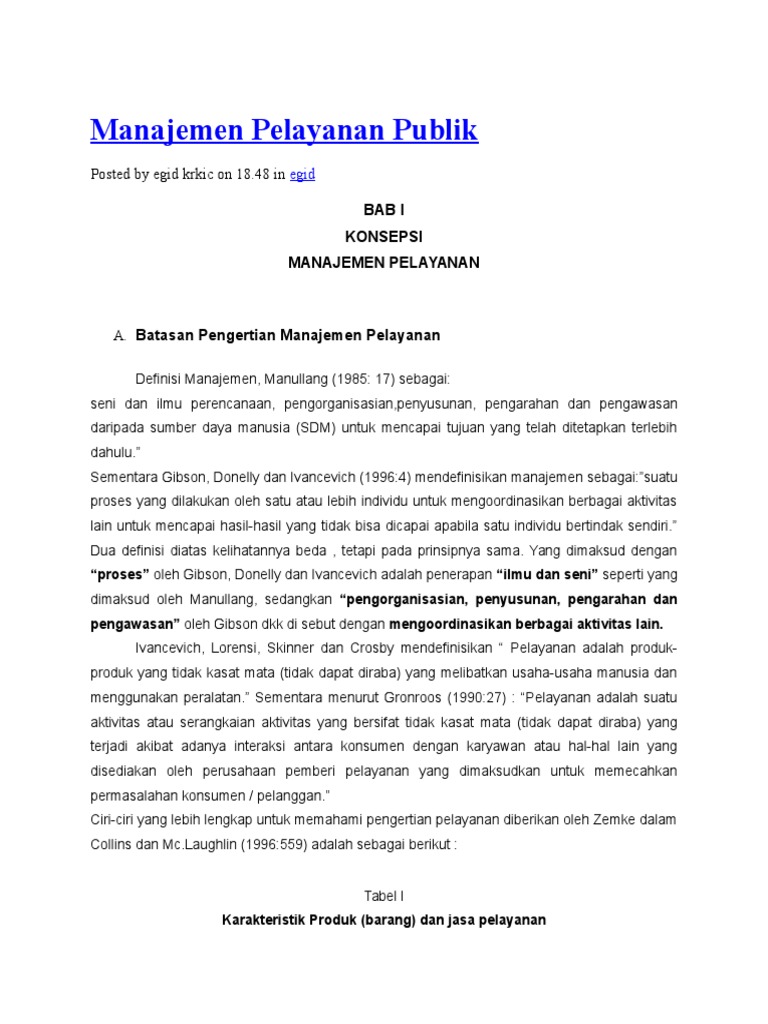Manajemen Pelayanan Publik | PDF