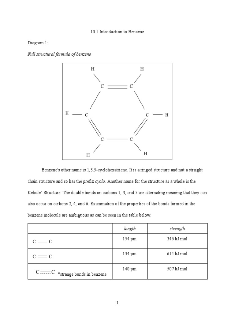 10.1 Organic Chemistry Introduction To Benzene IB Chemistry | PDF