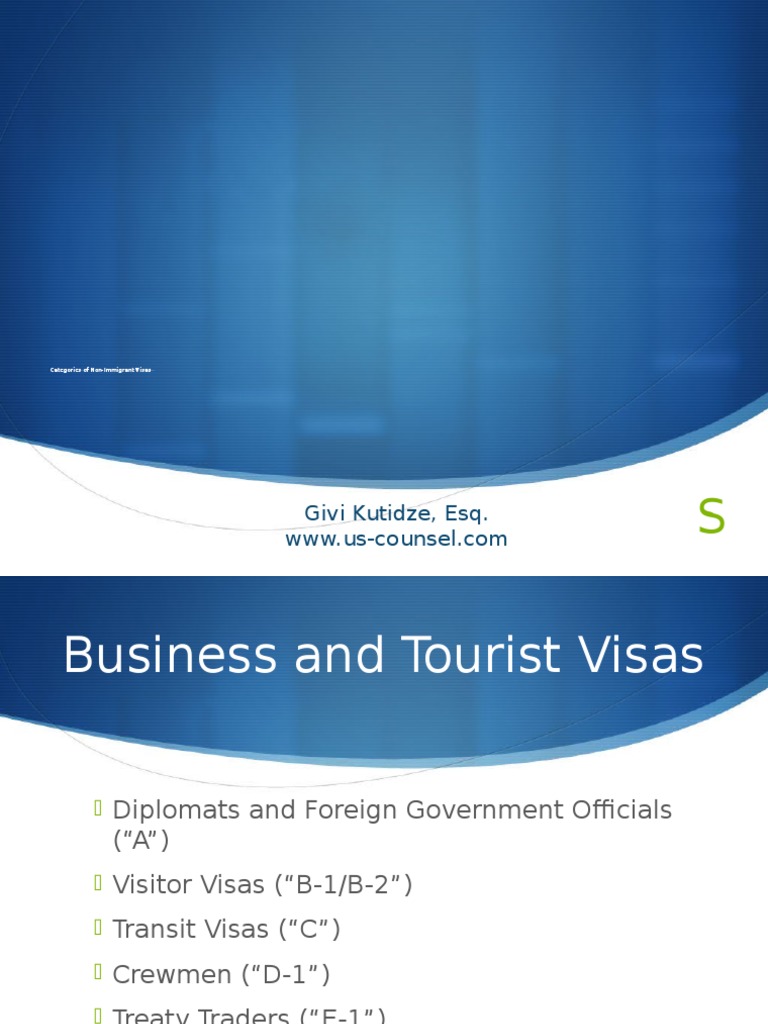 Categories of Non-Immigrant Visas | PDF