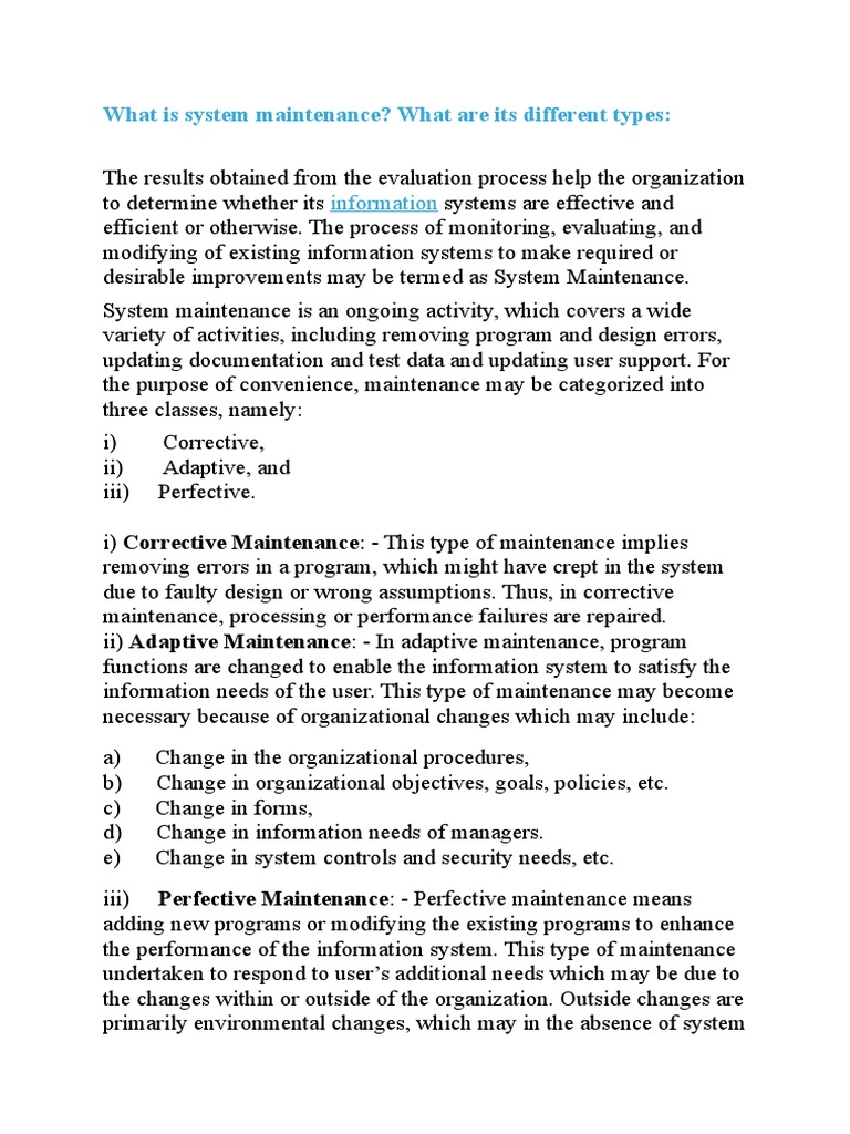 What Is System Maintenance | PDF