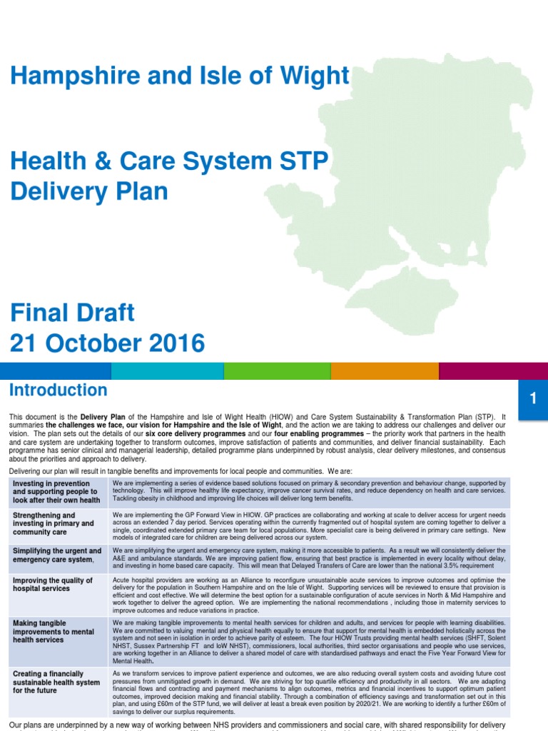 Hampshire And Isle Of Wight Nhs Sustainability And Transformation Plan